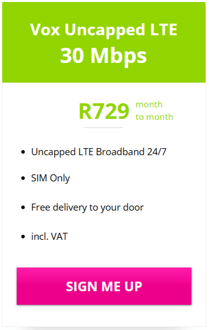 Month-to-month Vox Telkom 4G LTE deals